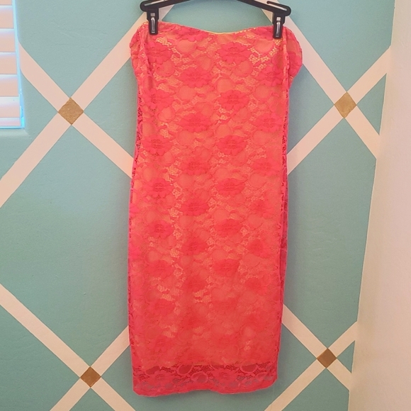 Janice | Dresses | Janice Pink Lemond Sexy Lace Strapless Dress | Poshmark